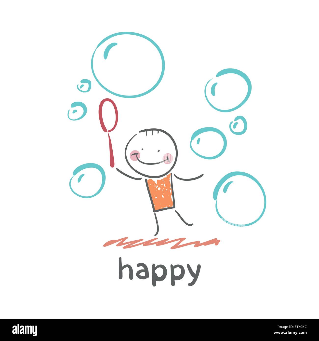 happy. Fun cartoon style illustration. The situation of life Stock ...