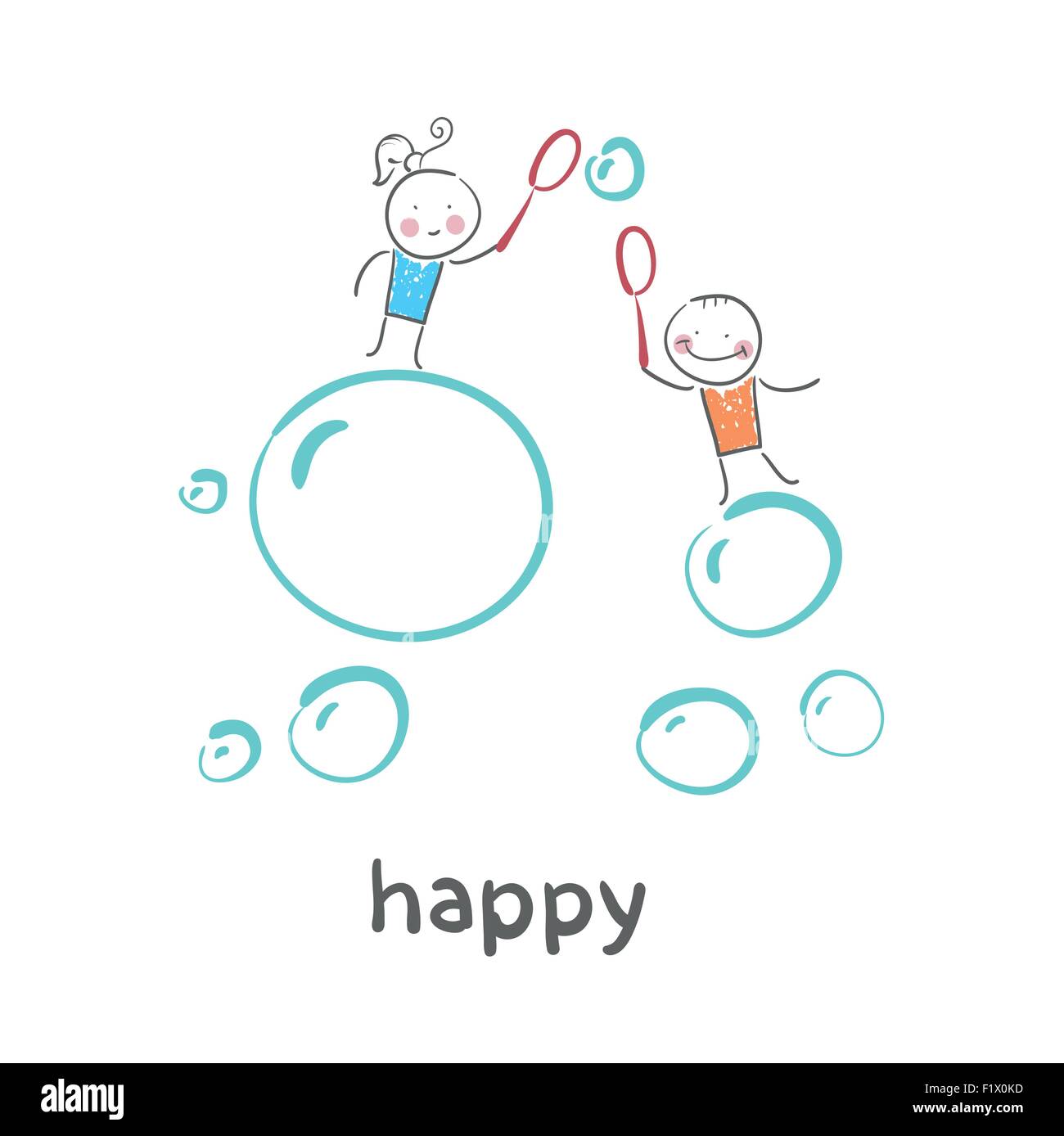 happy. Fun cartoon style illustration. The situation of life Stock ...