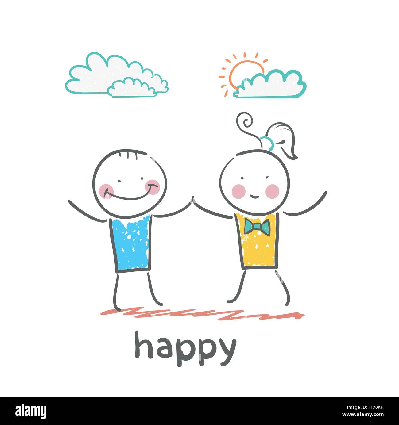 happy. Fun cartoon style illustration. The situation of life Stock ...