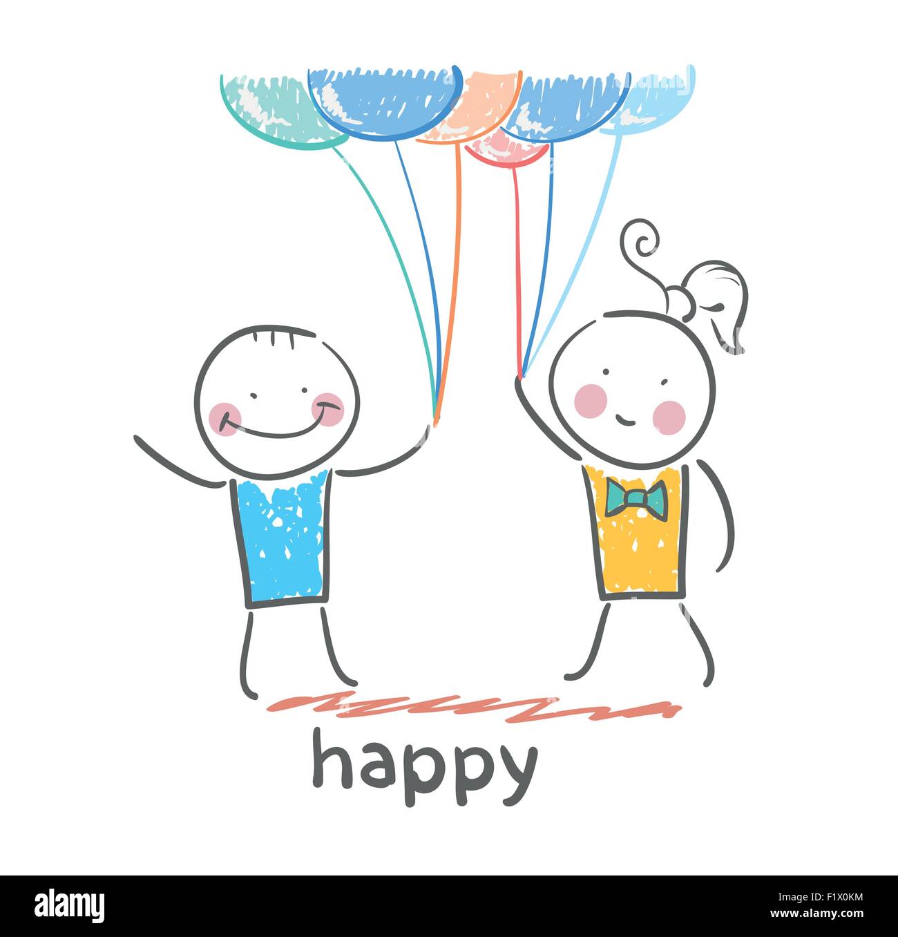 happy. Fun cartoon style illustration. The situation of life Stock ...