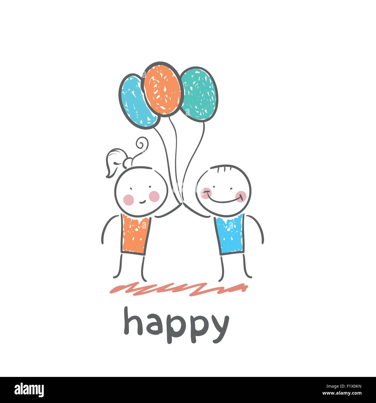 happy. Fun cartoon style illustration. The situation of life Stock ...