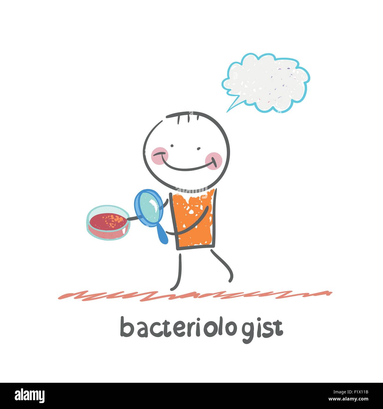 bacteriologist looks through a magnifying glass on microbes Stock ...