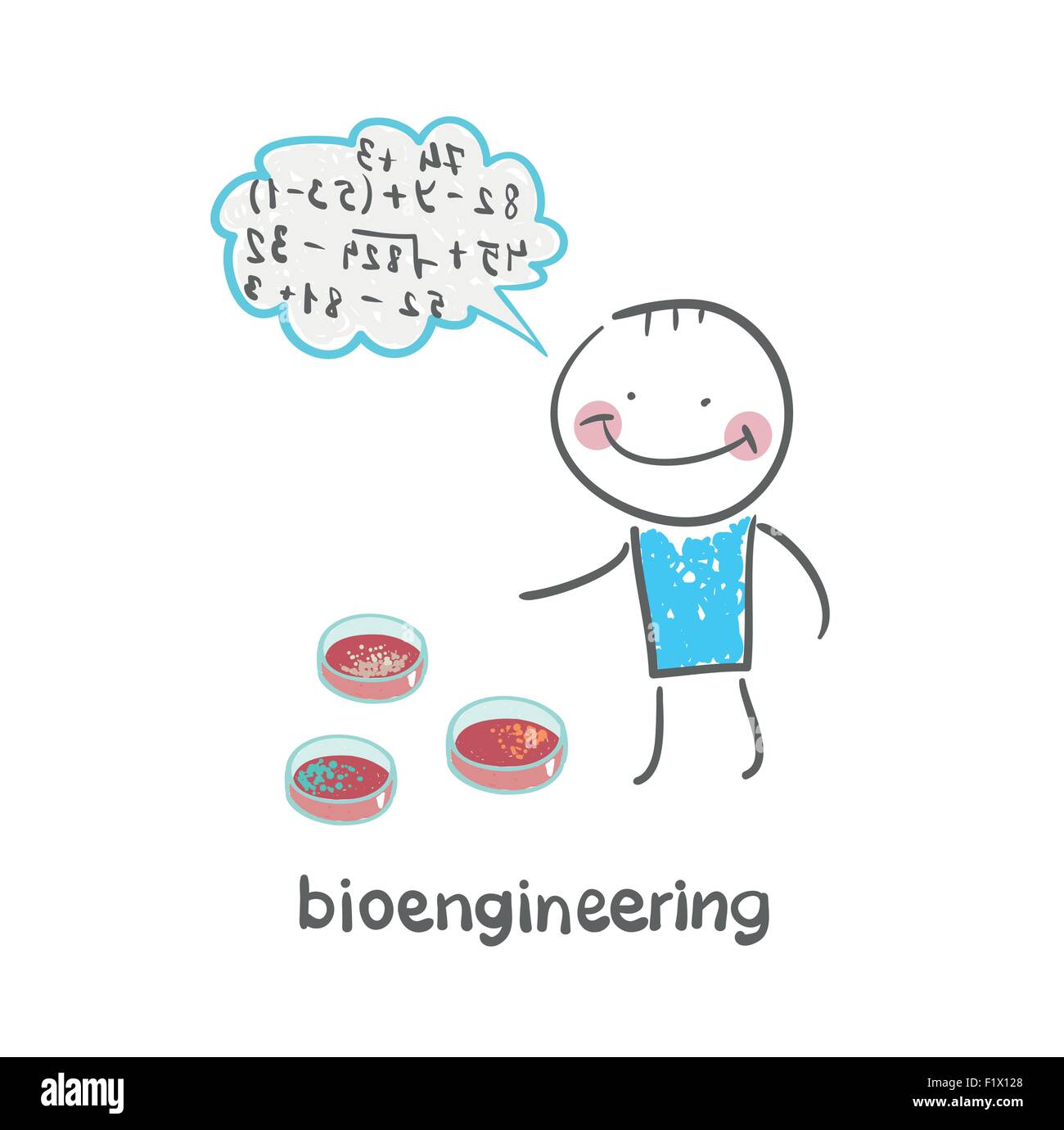 bioengineer . Fun cartoon style illustration. The situation of life ...