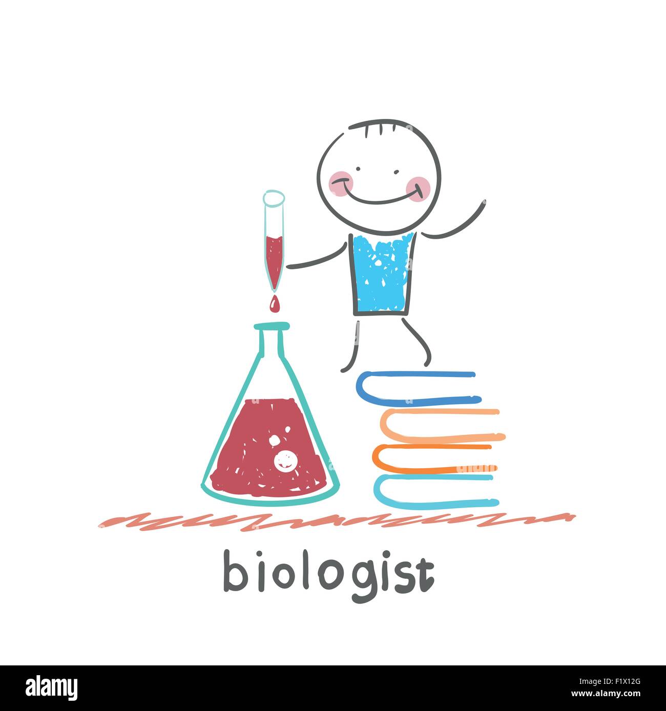 biologist. Fun cartoon style illustration. The situation of life Stock ...