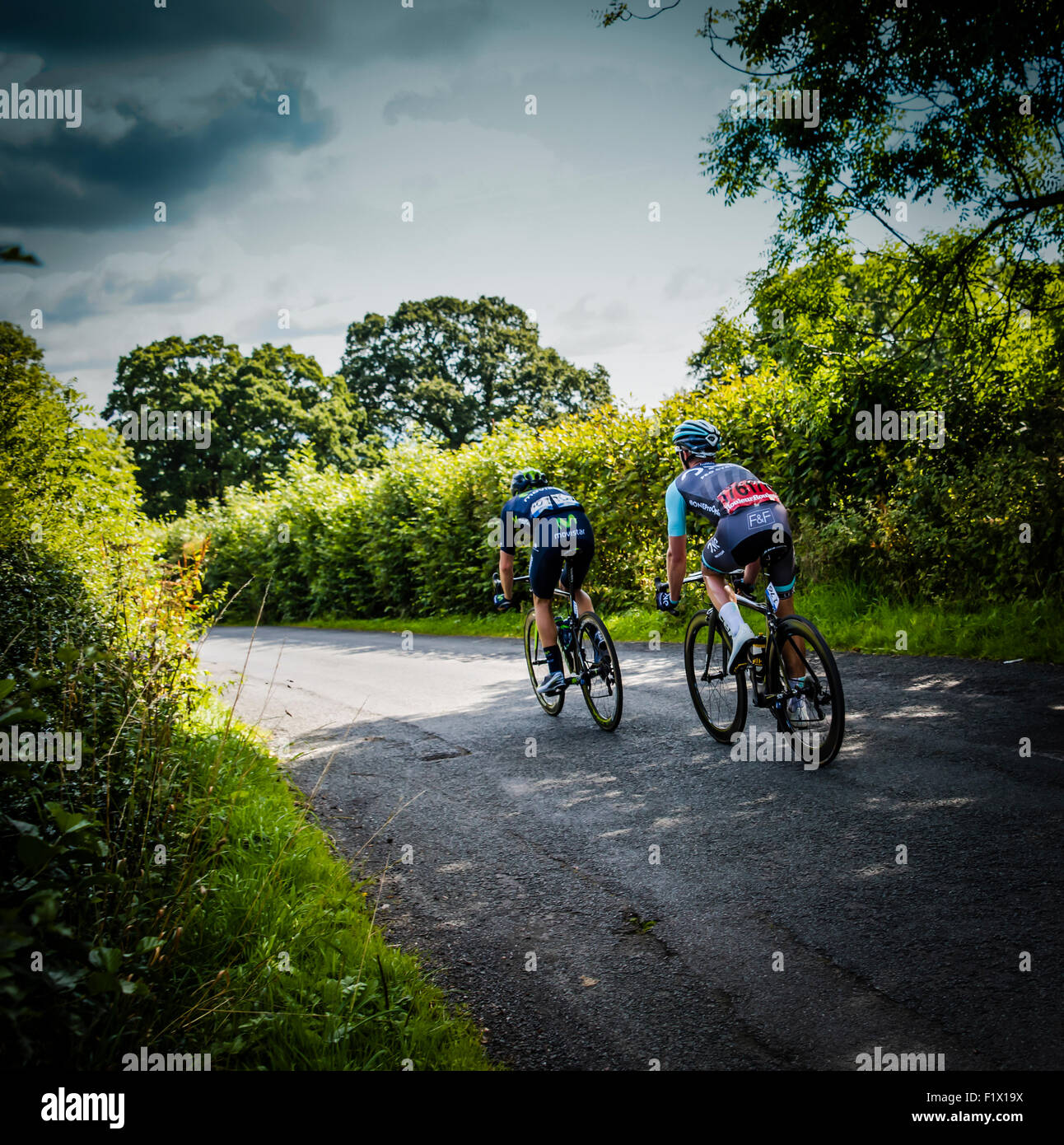 Alex Dowsett, Movistar, and Pete Williams, One Pro Cycling, leading the ...