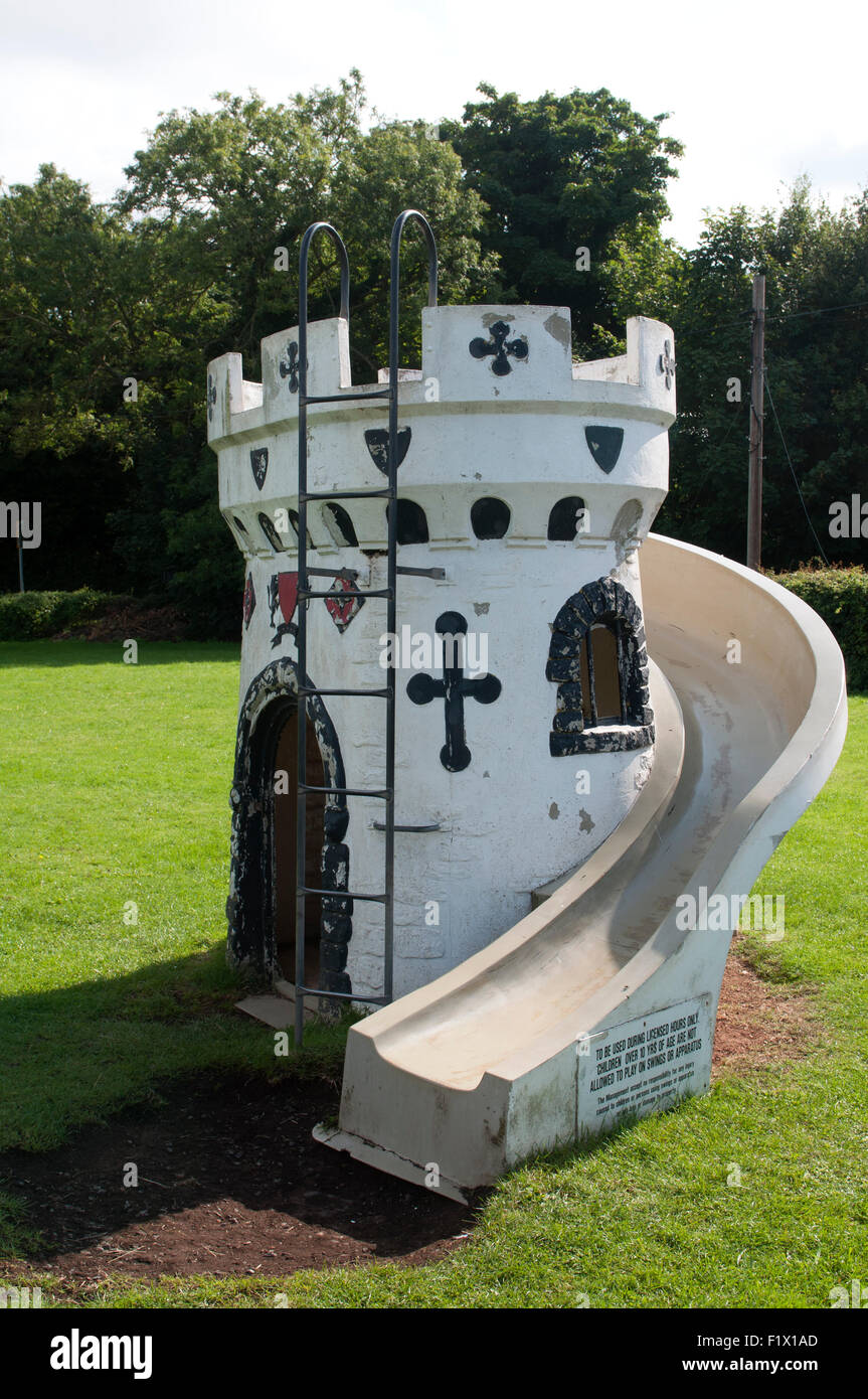 Pub playground castle, Severn Stoke, Worcestershire, England, UK Stock ...