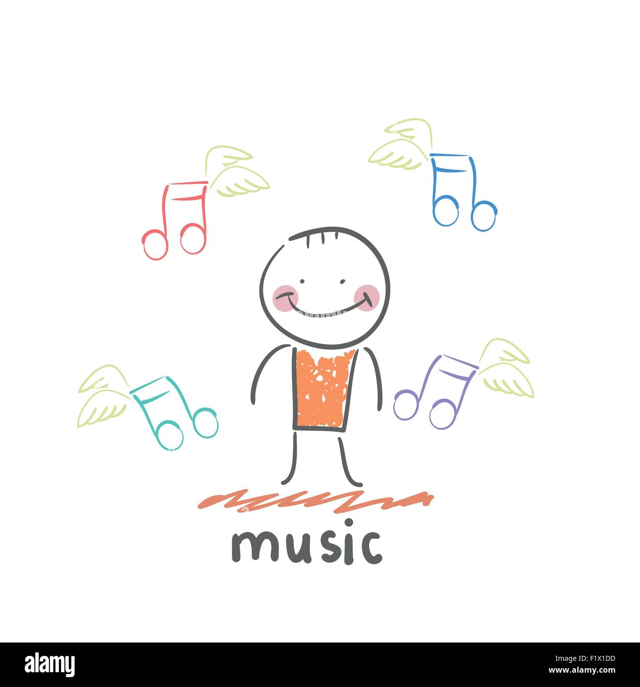 music. Fun cartoon style illustration. The situation of life Stock ...