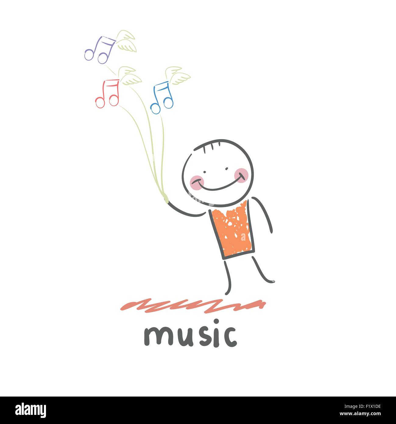 music. Fun cartoon style illustration. The situation of life Stock ...