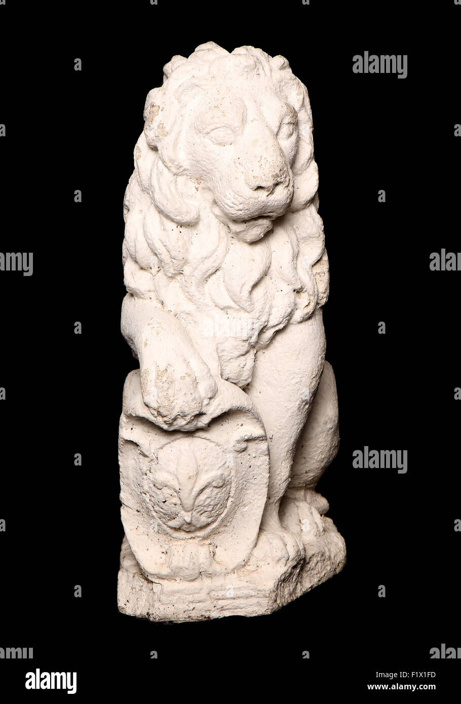white lion statue on a black background Stock Photo - Alamy