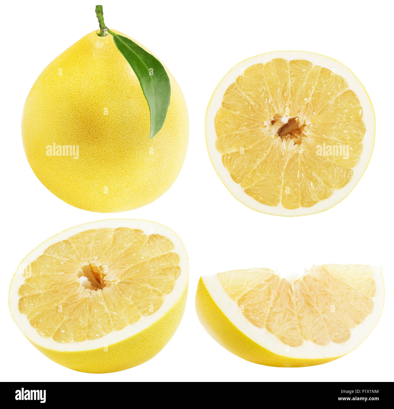 set of Pomelo or Chinese grapefruits isolated on the white background ...
