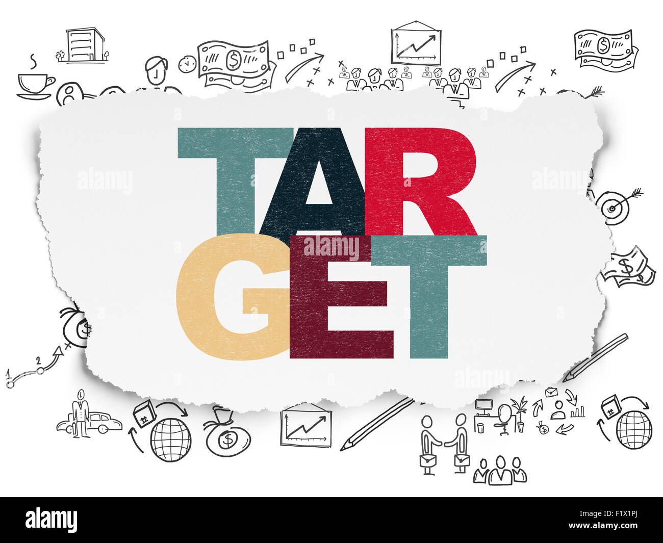 Business concept: Target on Torn Paper background Stock Photo - Alamy