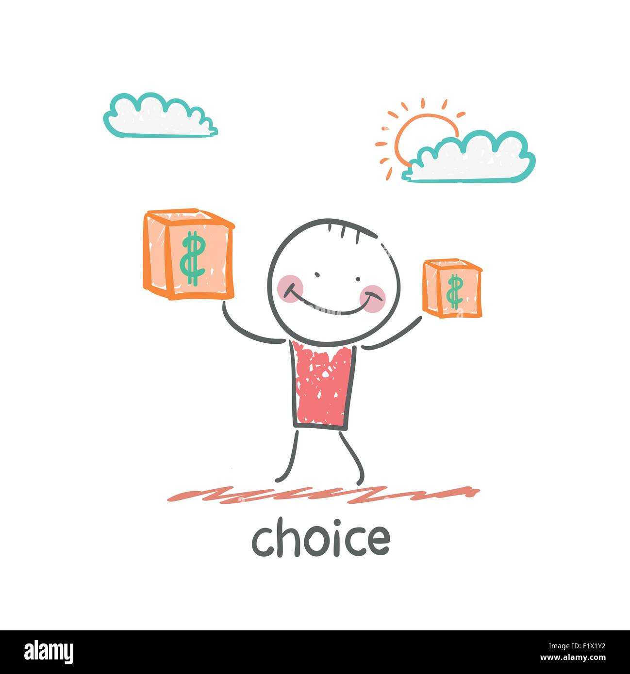 choice. Fun cartoon style illustration. The situation of life Stock ...