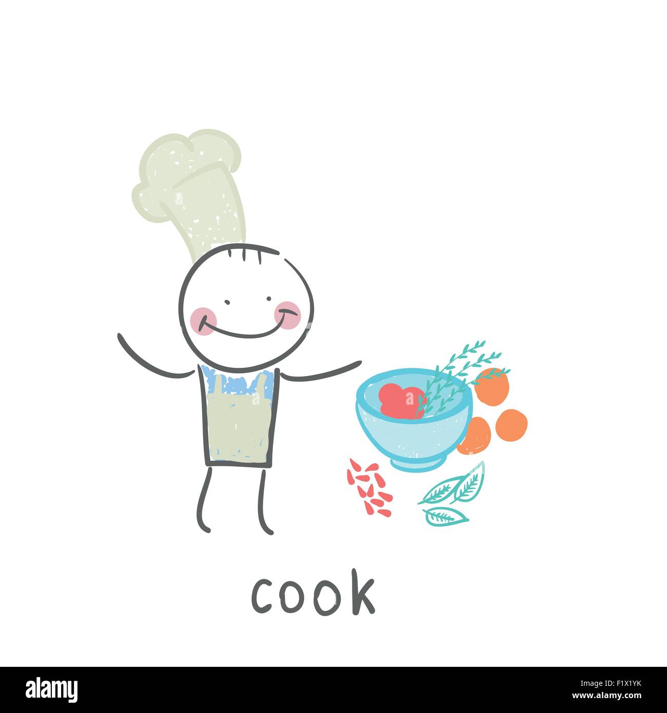 cook. Fun cartoon style illustration. The situation of life Stock ...