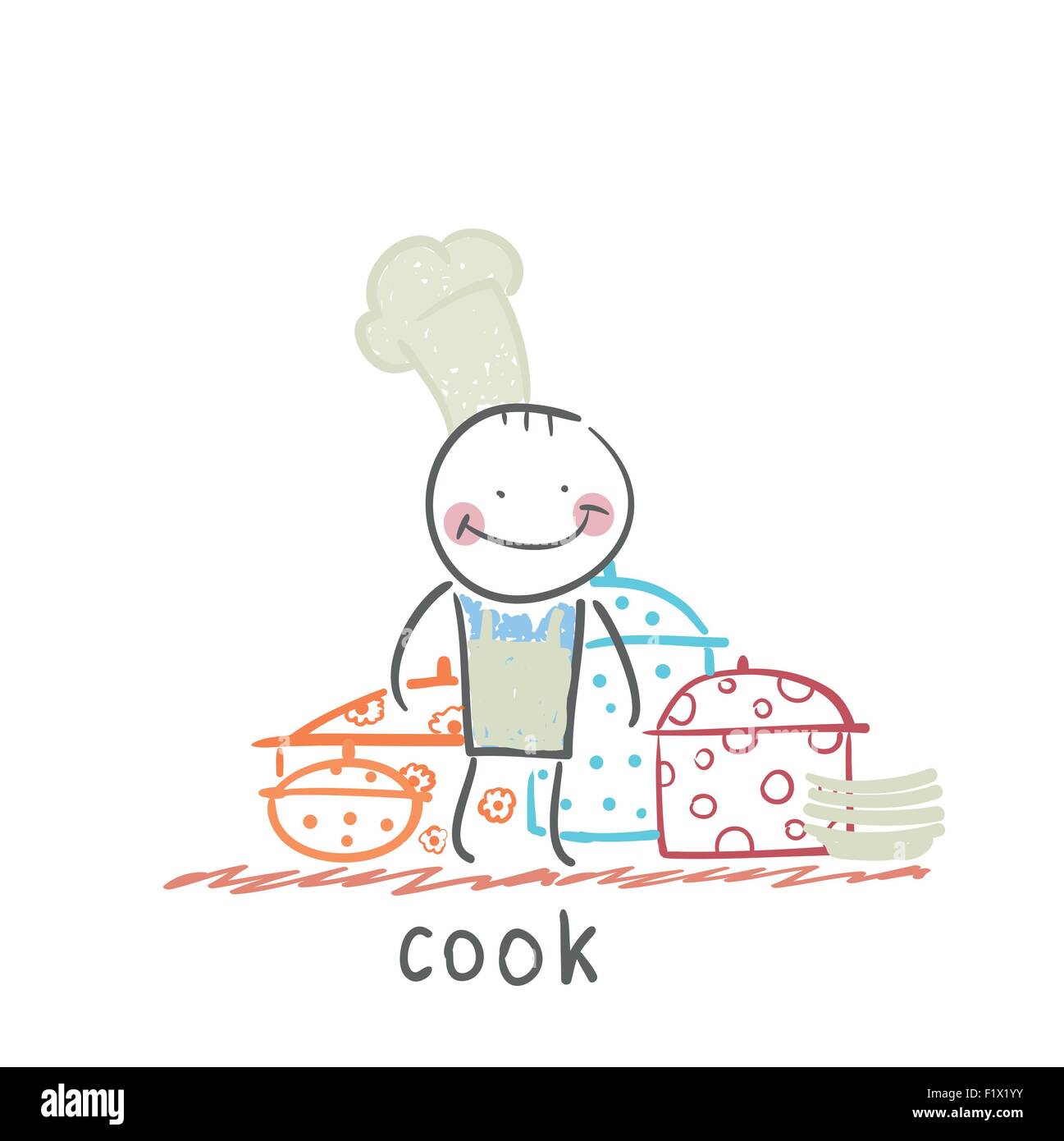 cook. Fun cartoon style illustration. The situation of life Stock ...