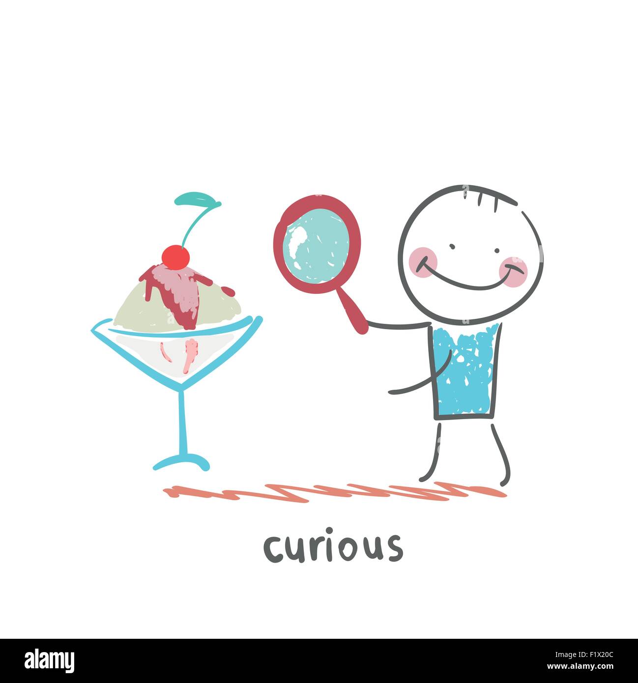 curious. Fun cartoon style illustration. The situation of life Stock ...