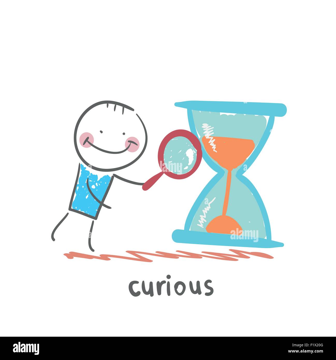 curious. Fun cartoon style illustration. The situation of life Stock ...