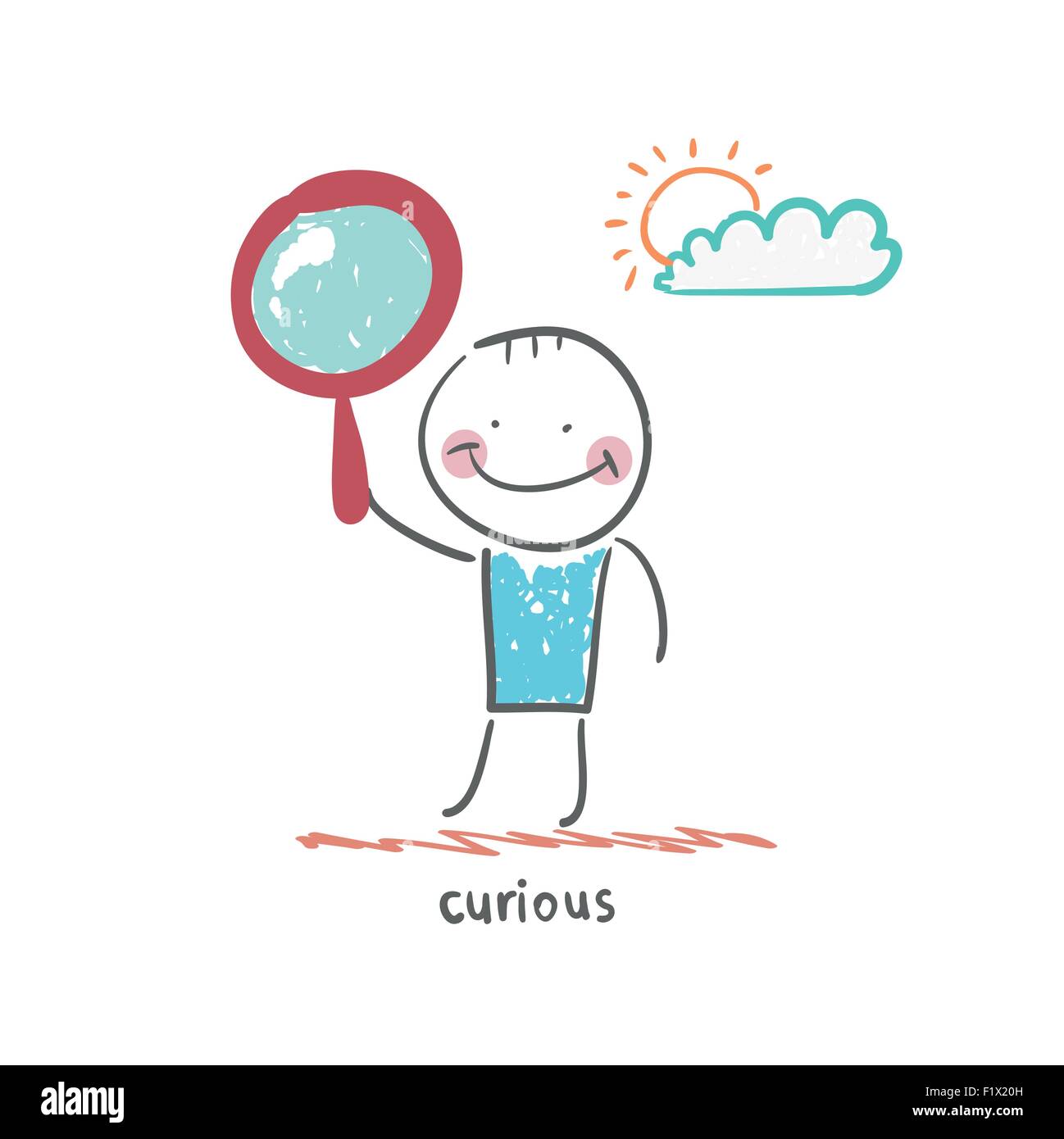 curious. Fun cartoon style illustration. The situation of life Stock ...