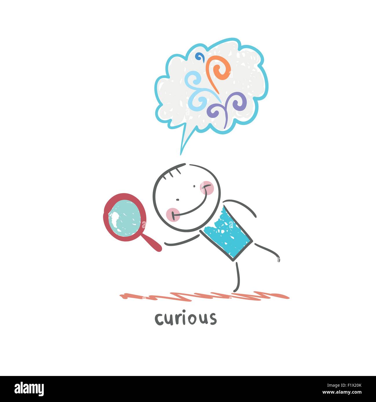 curious. Fun cartoon style illustration. The situation of life Stock ...