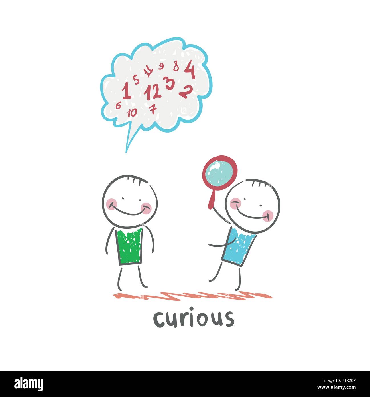 curious. Fun cartoon style illustration. The situation of life Stock ...