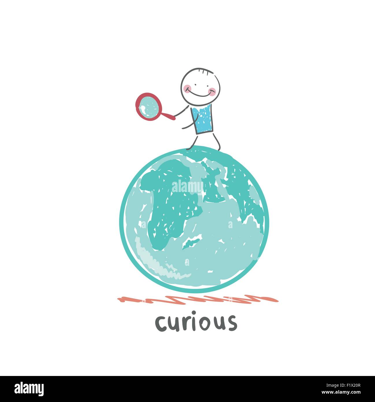 curious. Fun cartoon style illustration. The situation of life Stock ...