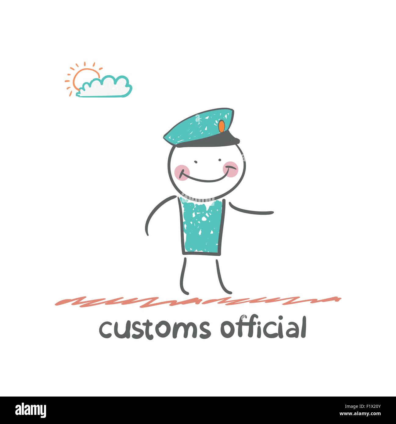 customs officer. Fun cartoon style illustration. The situation of life ...