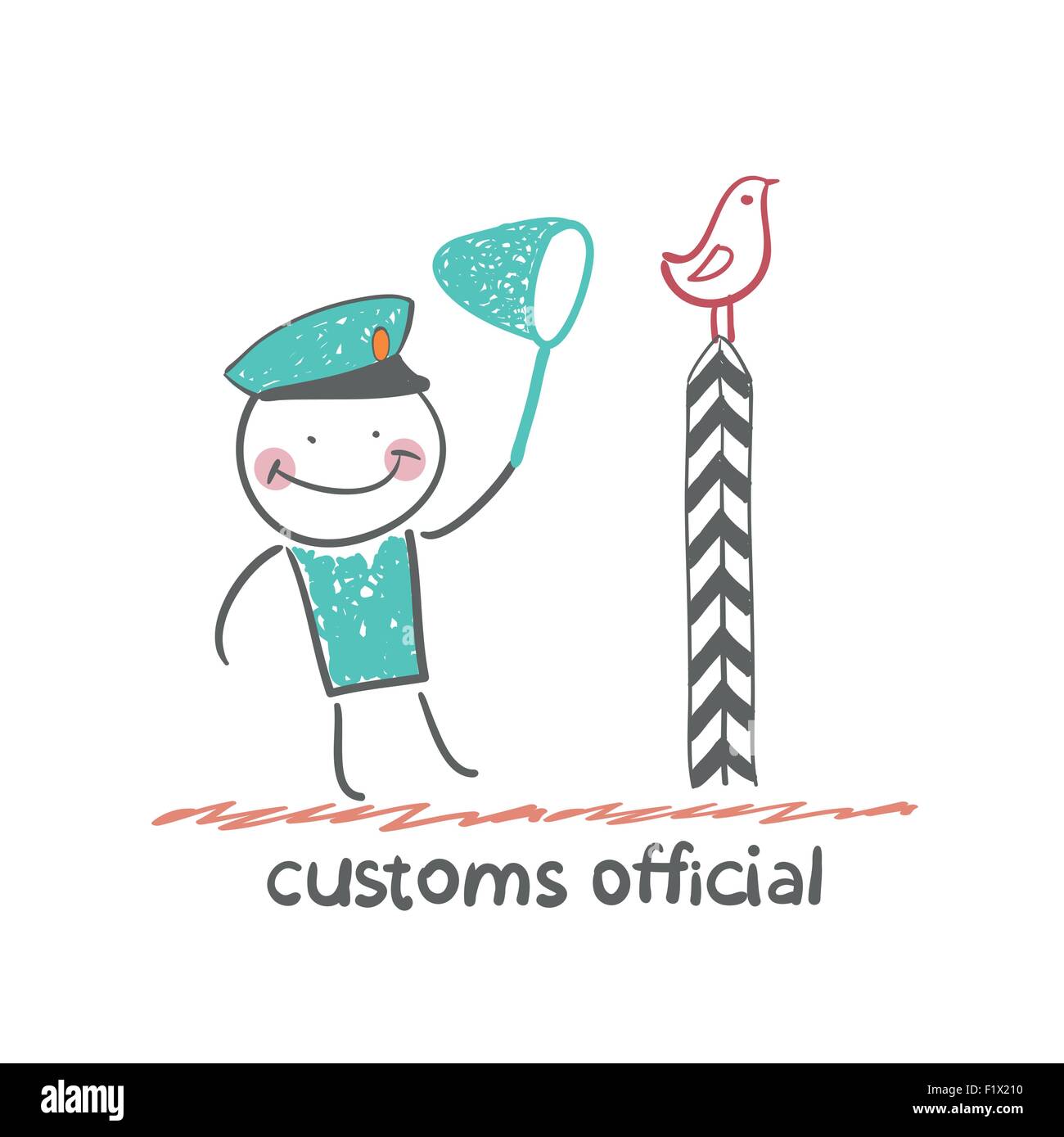 customs officer. Fun cartoon style illustration. The situation of life ...