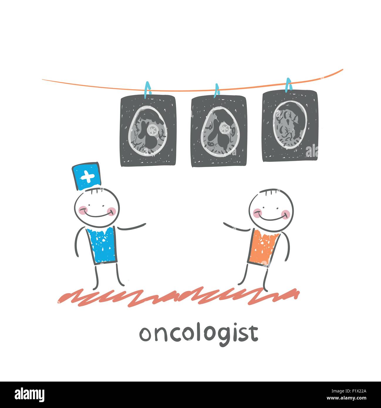 oncologist shows the x-ray images of the patient Stock Vector Image ...