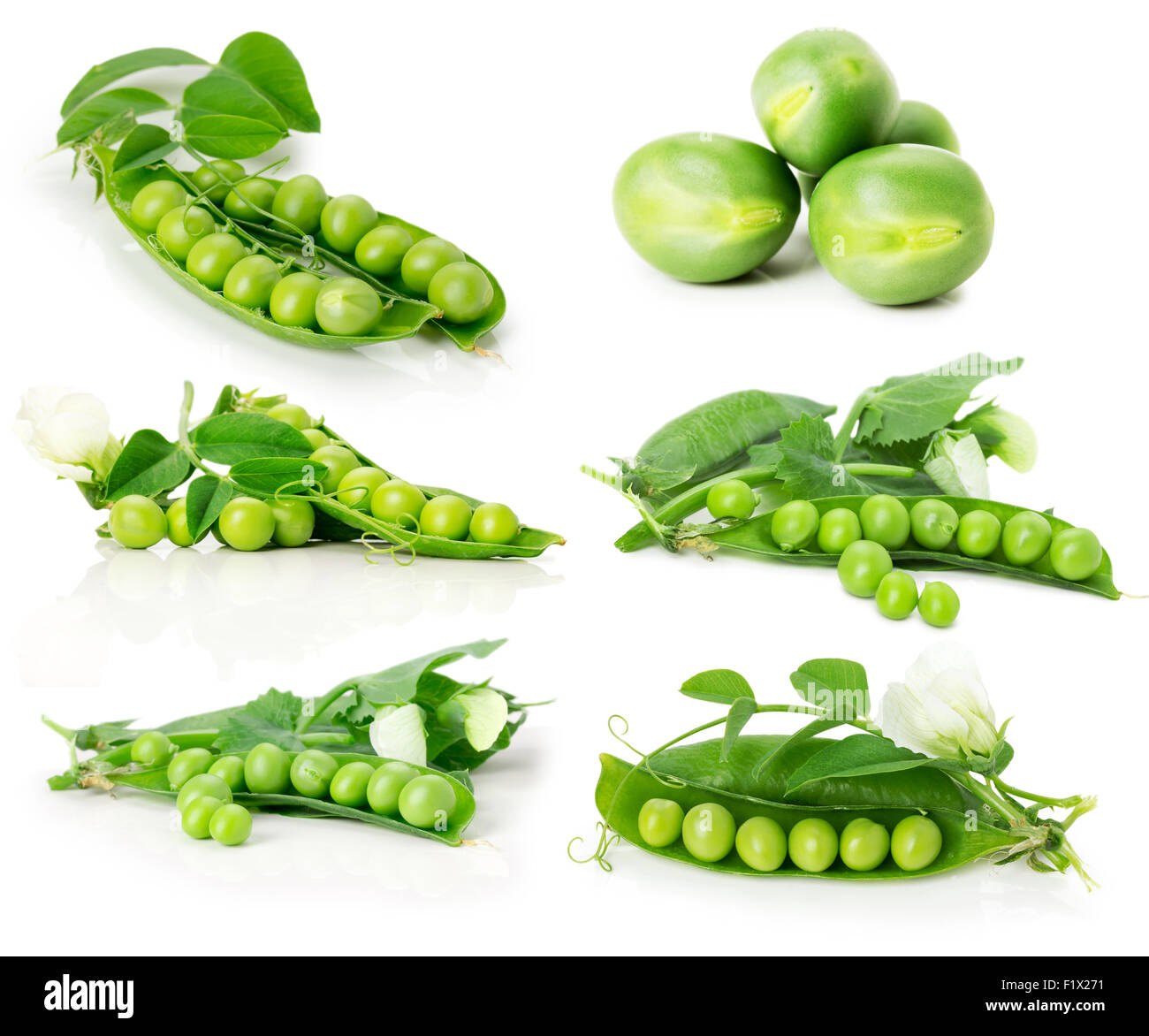 set of green peas isolated on the white background Stock Photo - Alamy