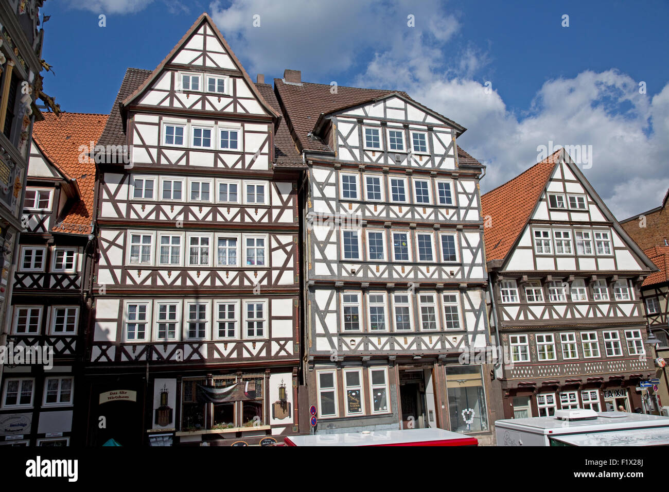 Half timbered houses Hann Munden city square Germany Stock Photo - Alamy