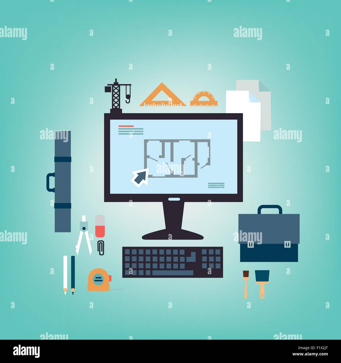 Working table of an architect Stock Vector Image & Art - Alamy