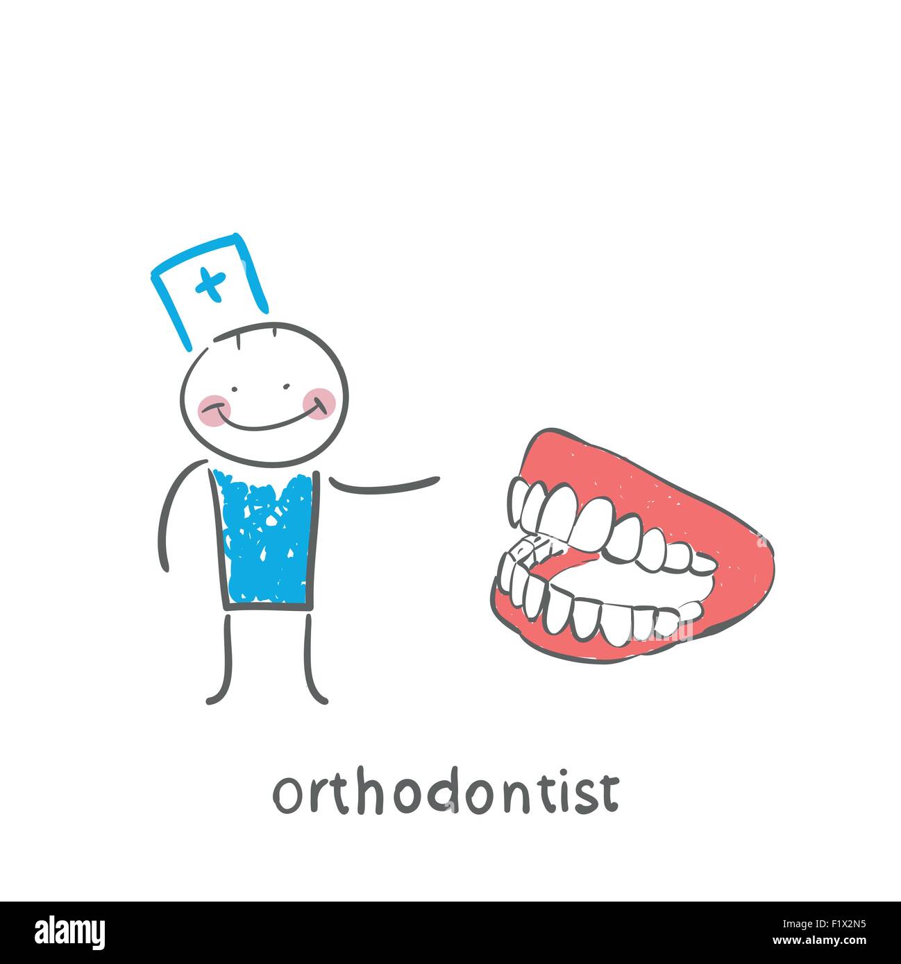 orthodontist with the jaw. Fun cartoon style illustration. The ...