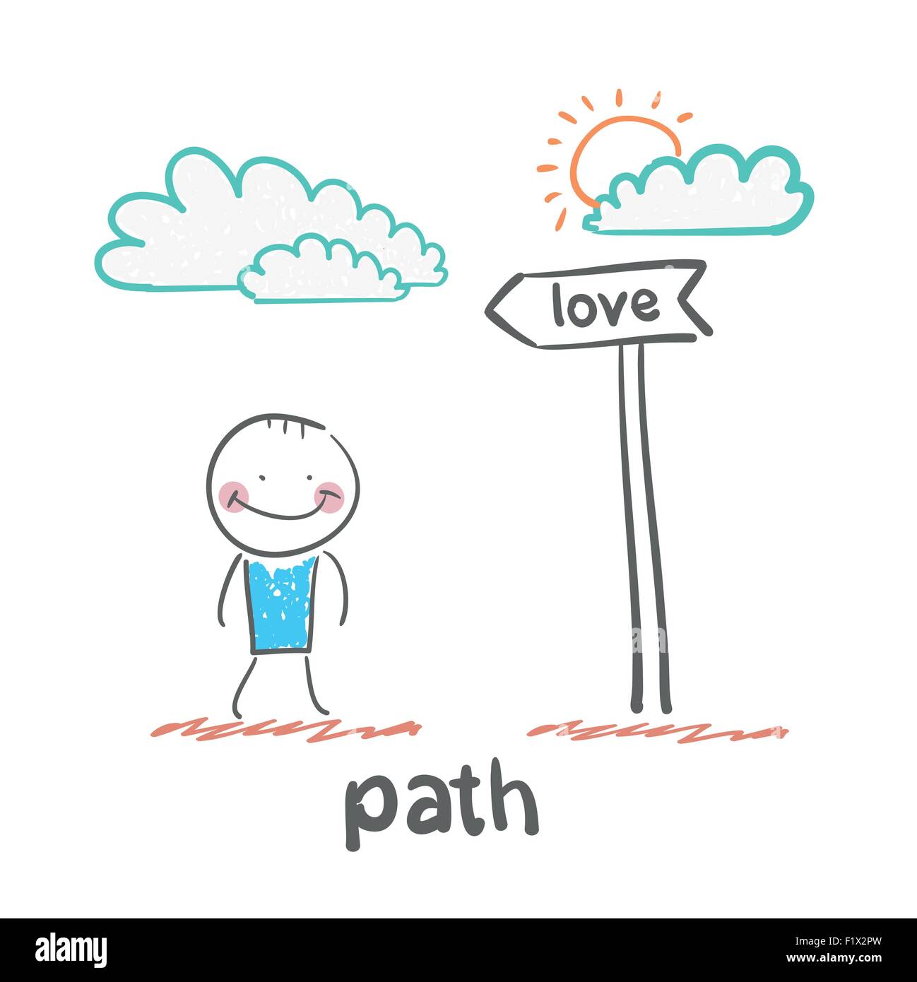 path. Fun cartoon style illustration. The situation of life Stock ...