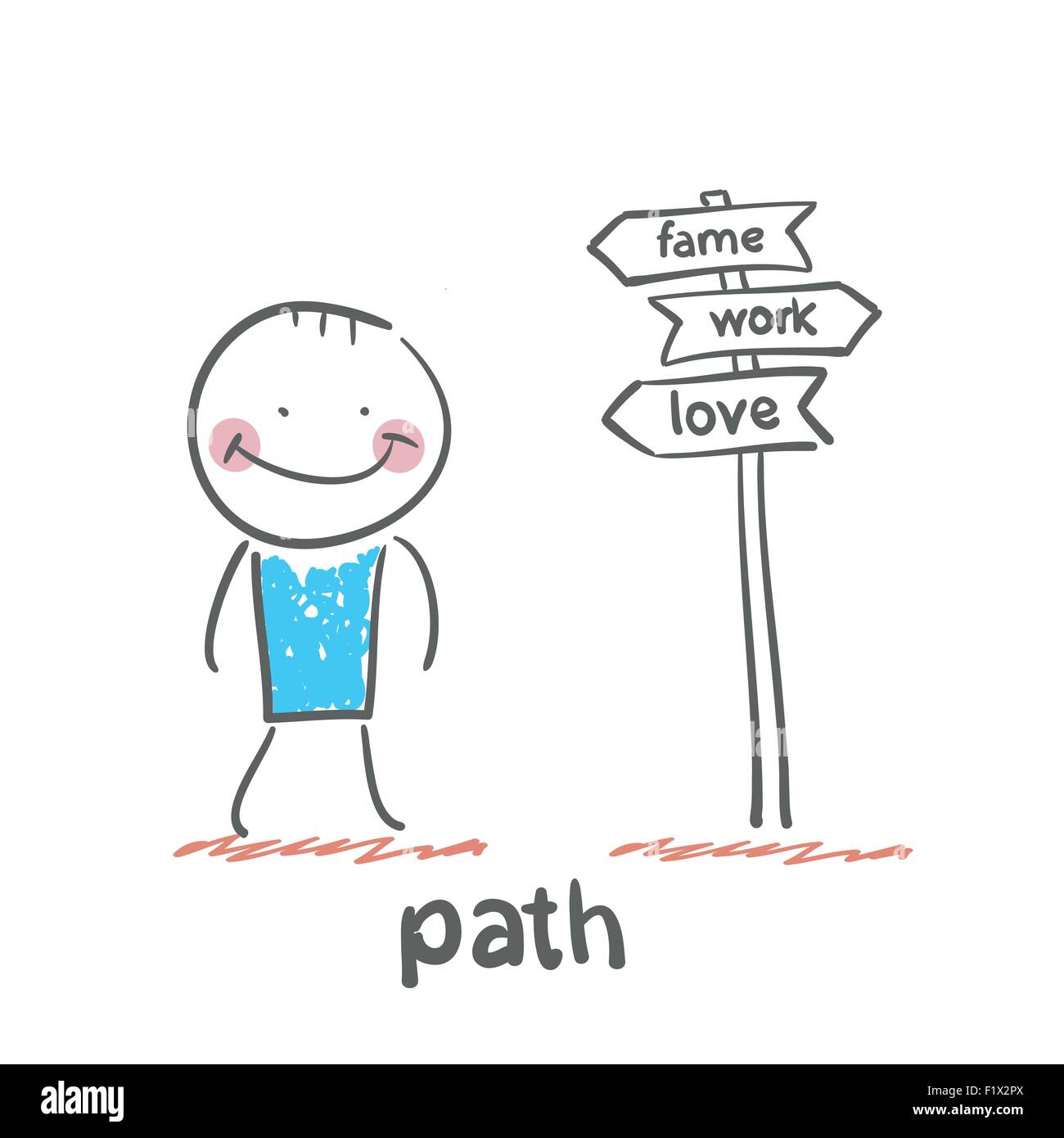 path. Fun cartoon style illustration. The situation of life Stock ...