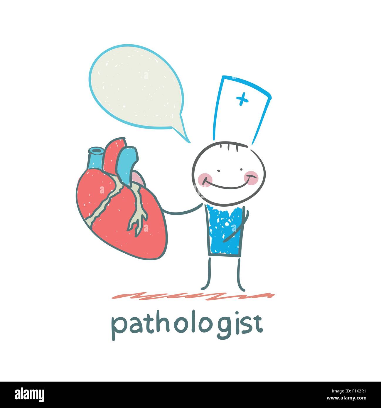 Pathologist says a change of heart. Fun cartoon style illustration. The ...