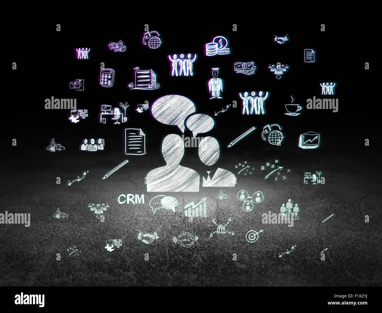 Business concept: Business Meeting in grunge dark room Stock Photo - Alamy