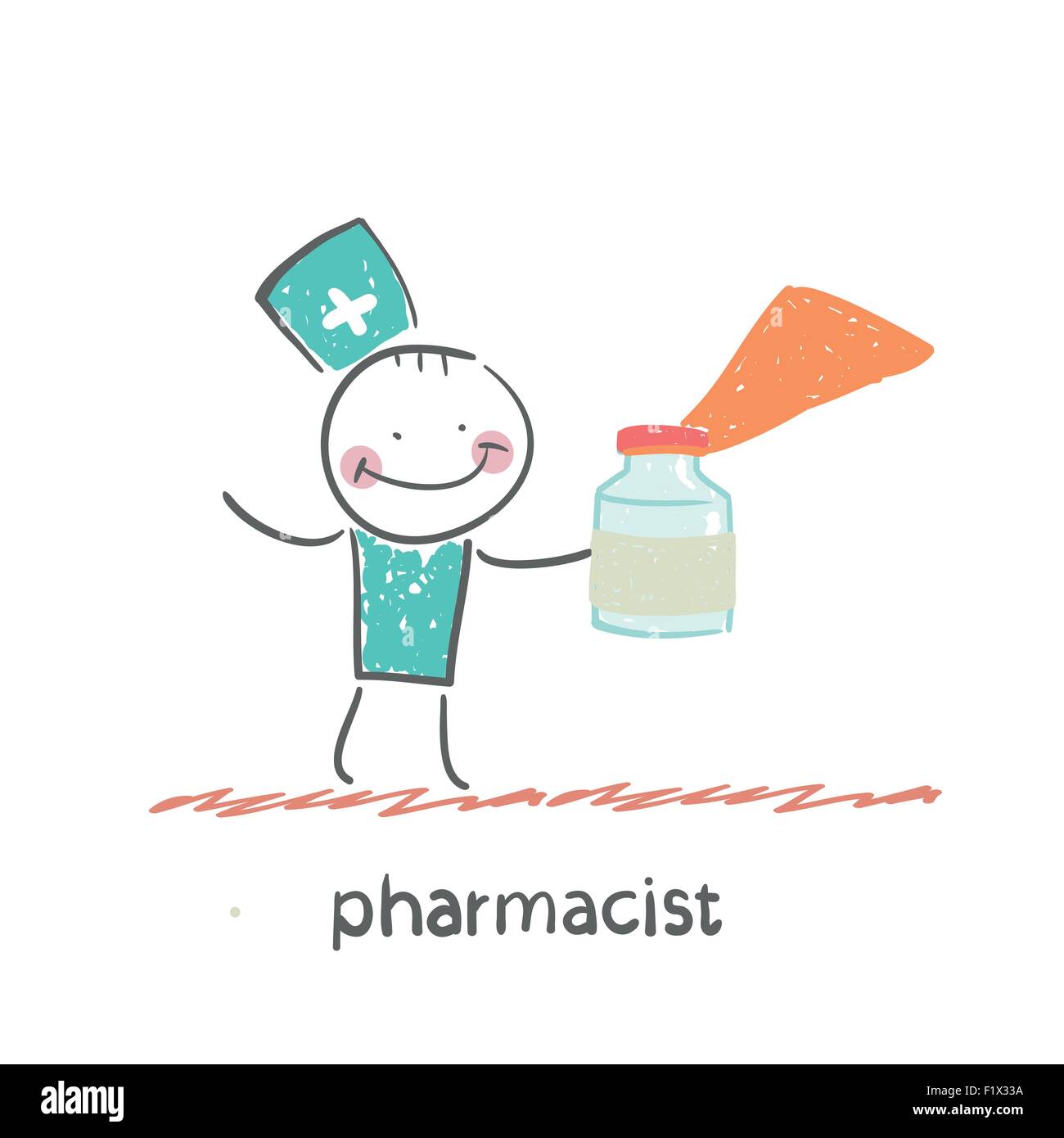 pharmacist. Fun cartoon style illustration. The situation of life Stock ...