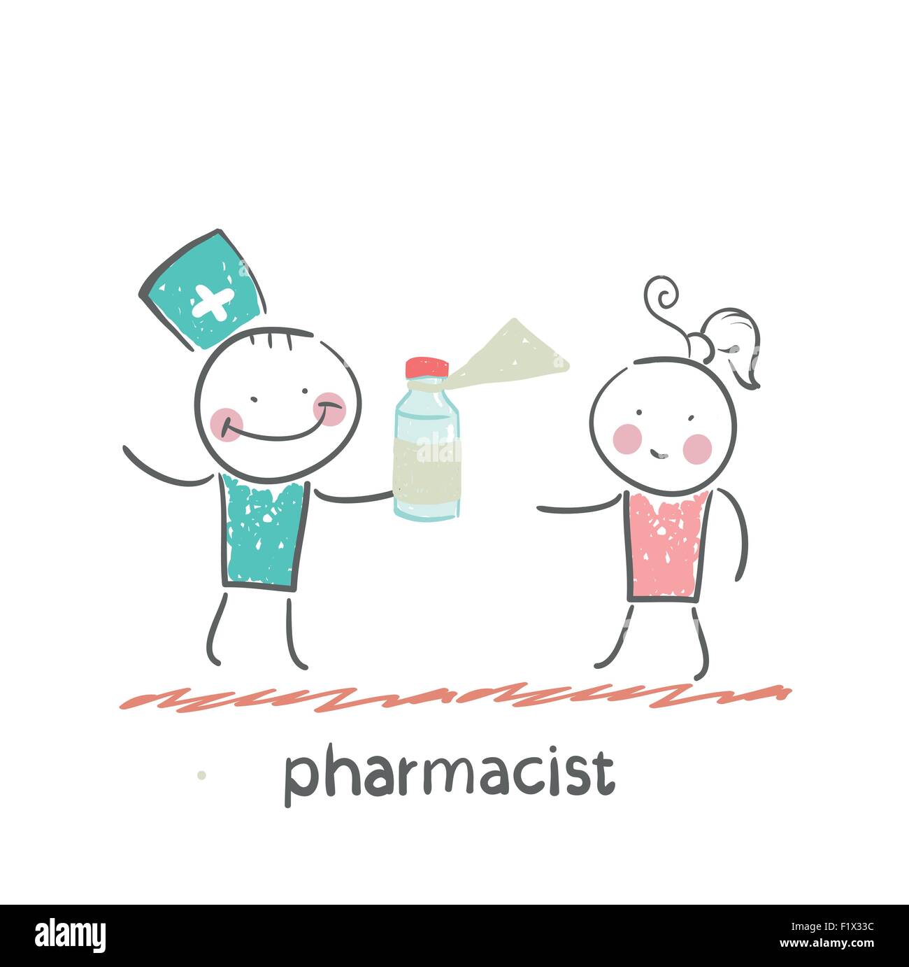 pharmacist. Fun cartoon style illustration. The situation of life Stock ...