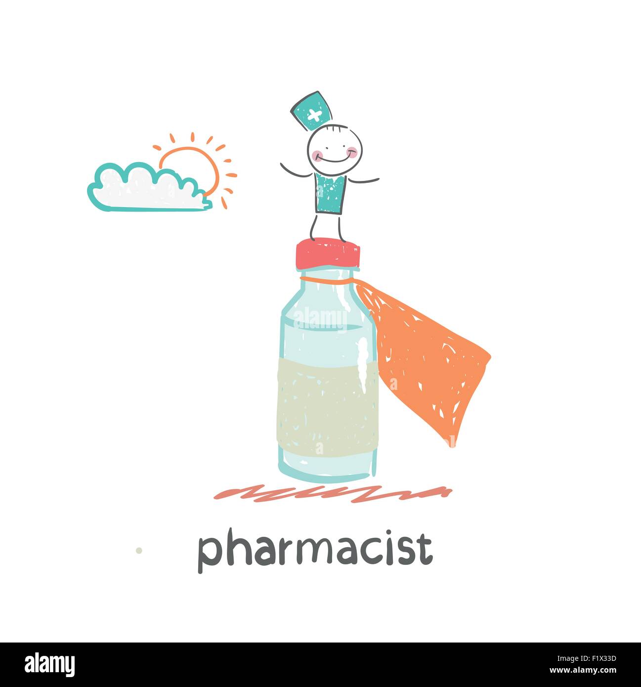 pharmacist. Fun cartoon style illustration. The situation of life Stock ...