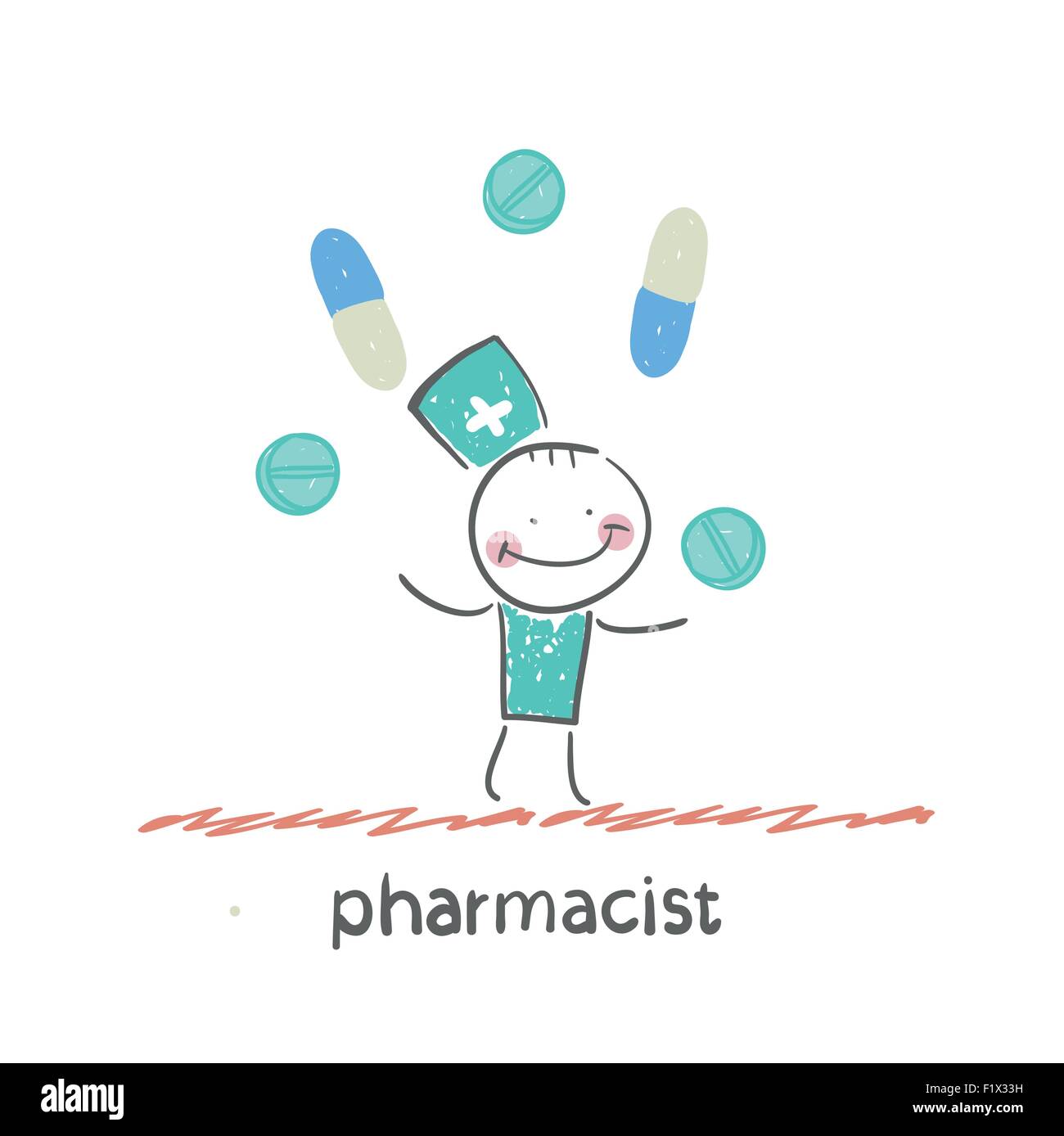 pharmacist. Fun cartoon style illustration. The situation of life Stock ...