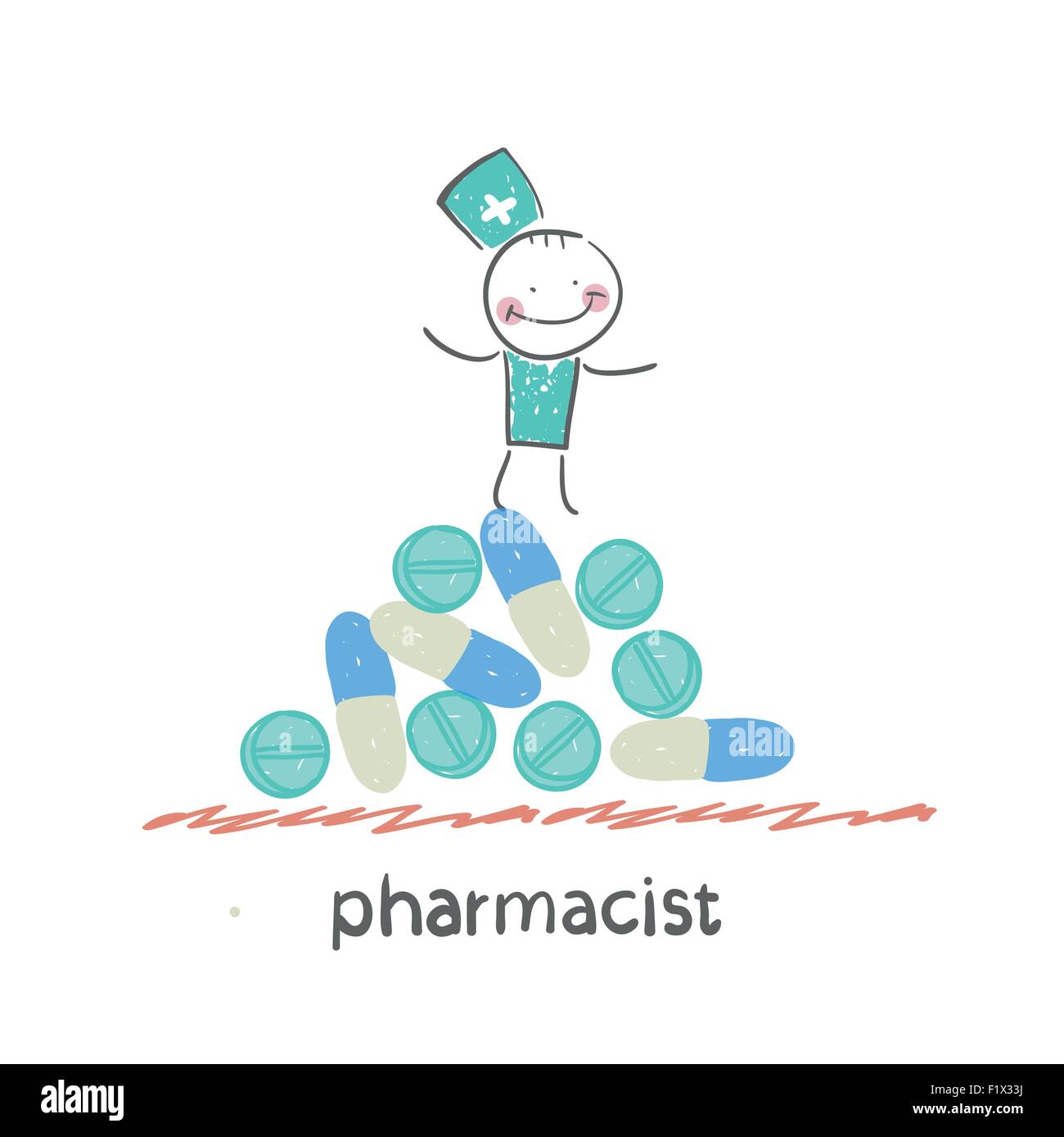 pharmacist. Fun cartoon style illustration. The situation of life Stock ...