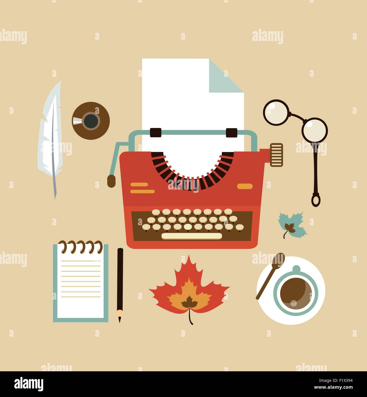 desktop typists illustration. Flat modern style vector design Stock ...