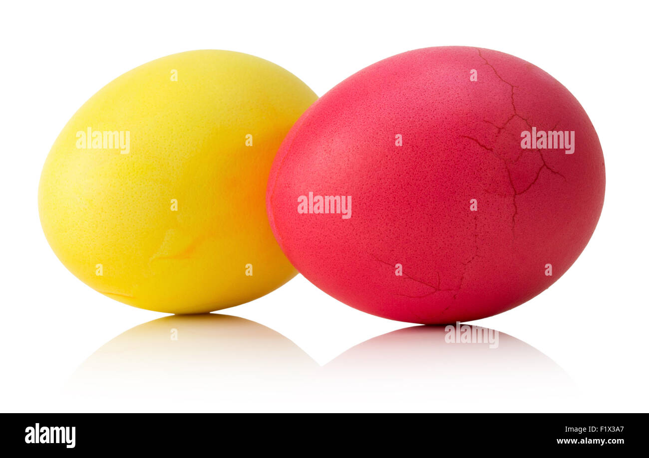 yellow and red Easter eggs isolated on the white background Stock Photo ...