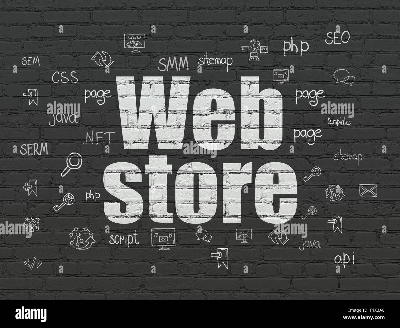 Web development concept: Web Store on wall background Stock Photo - Alamy