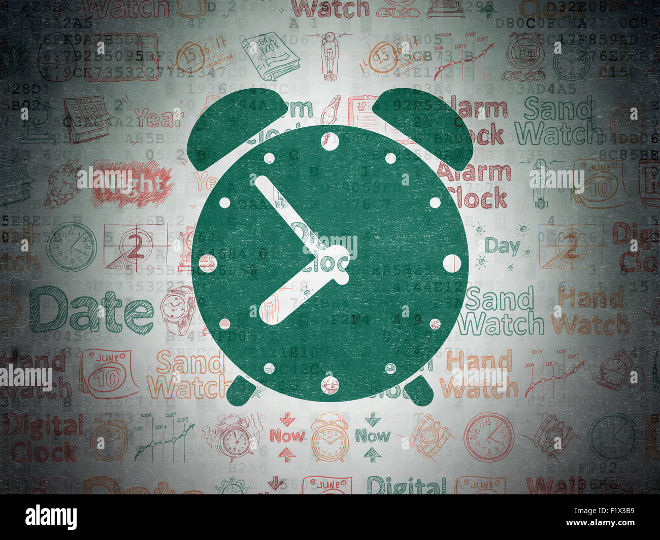 Timeline concept: Alarm Clock on Digital Paper background Stock Photo ...