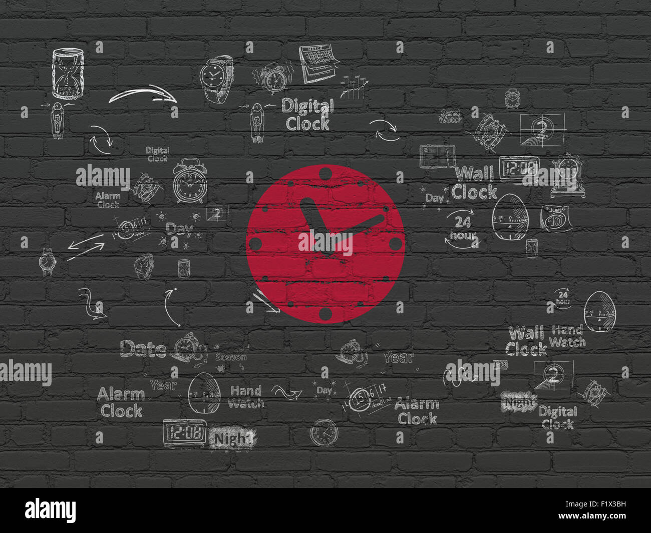 Time concept: Clock on wall background Stock Photo - Alamy