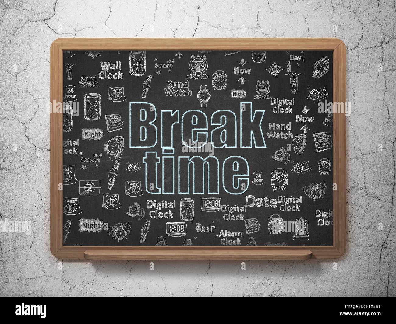 Time concept: Break Time on School Board background Stock Photo - Alamy