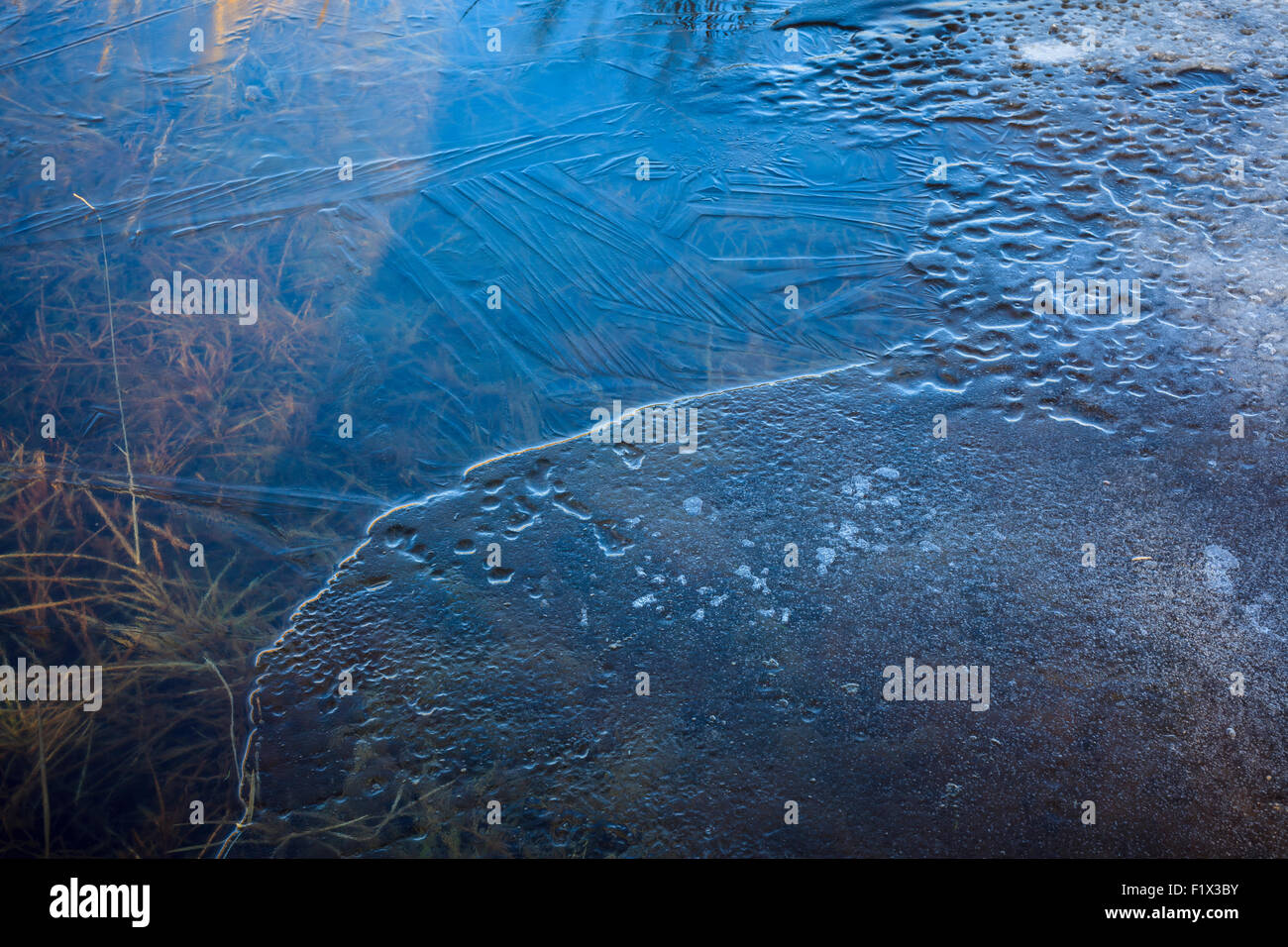 Ice patterns on surface of frozen lake. Southern Iceland Stock Photo ...