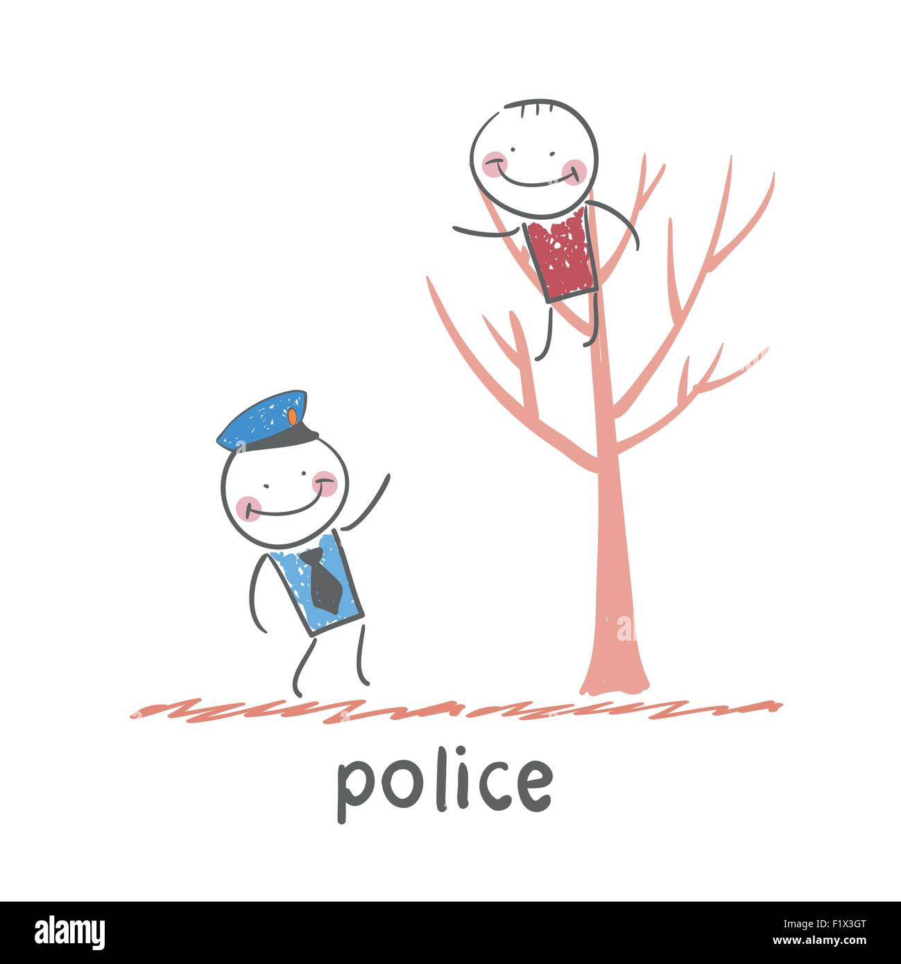 police. Fun cartoon style illustration. The situation of life Stock ...