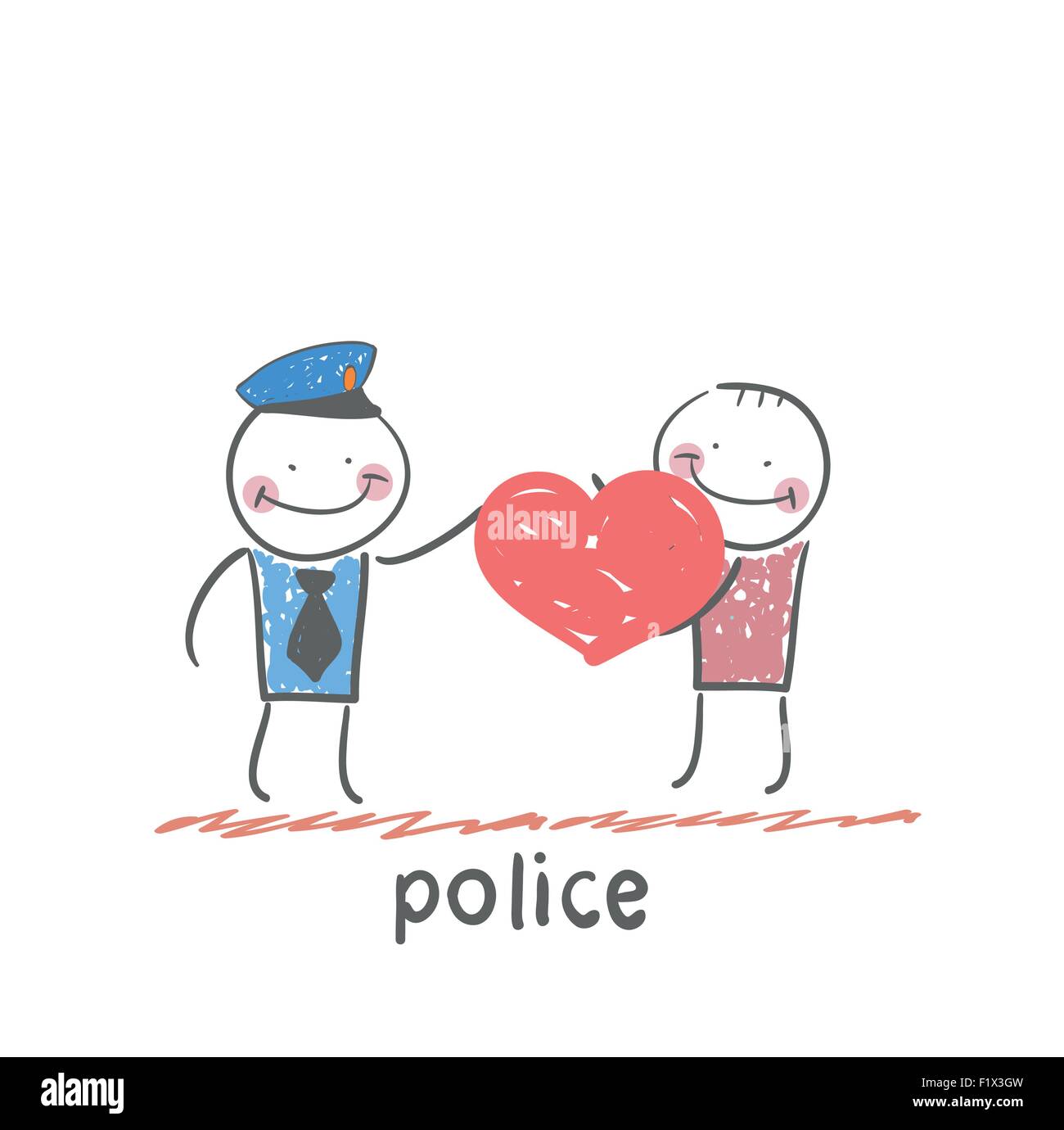 police. Fun cartoon style illustration. The situation of life Stock ...