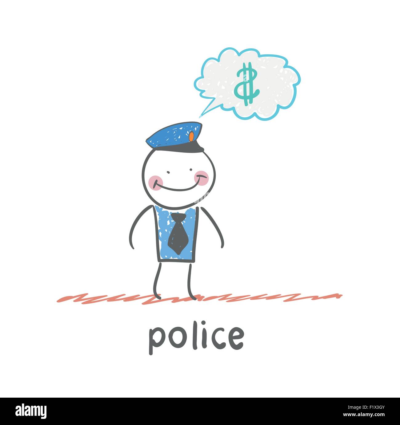 police. Fun cartoon style illustration. The situation of life Stock ...